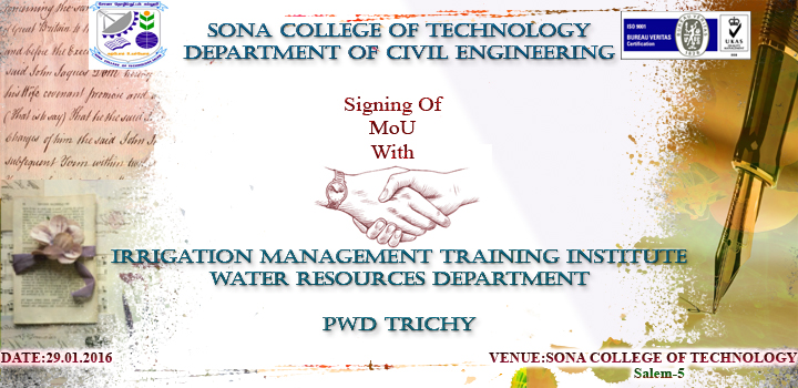 Signing of MoU Between Sona College of Technology, Salem & IMTI, PWD ...