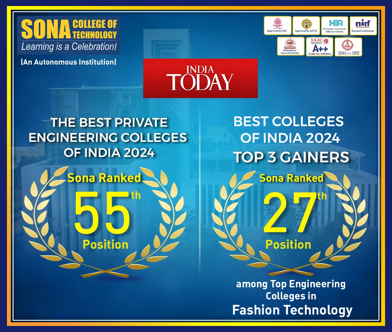 Ranking 2024 : Top Engineering Colleges in India 2024 : Sona College of ...